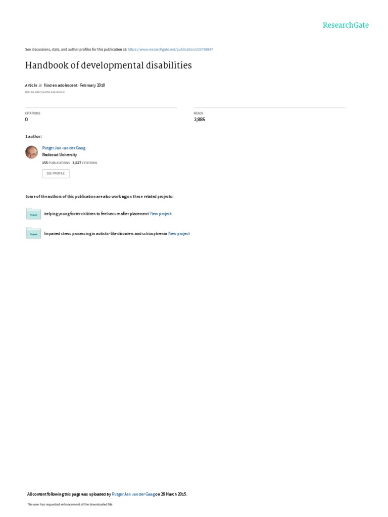 Handbook of Developmental Disabilities | PDF