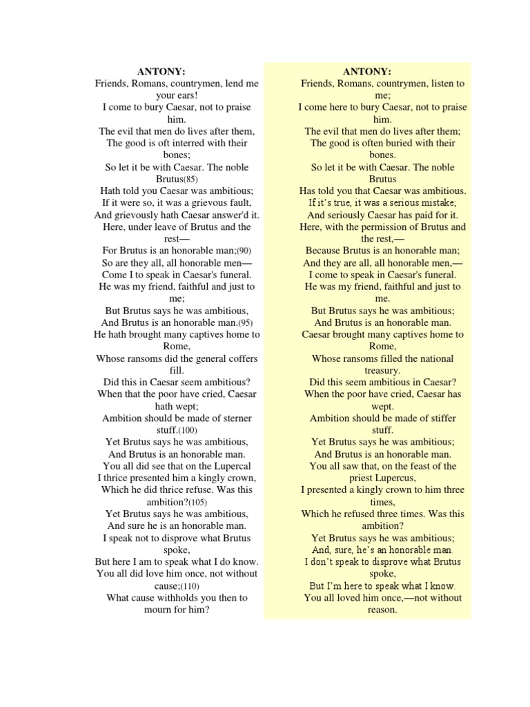 Friends, Romans and Country Men | PDF | Julius Caesar