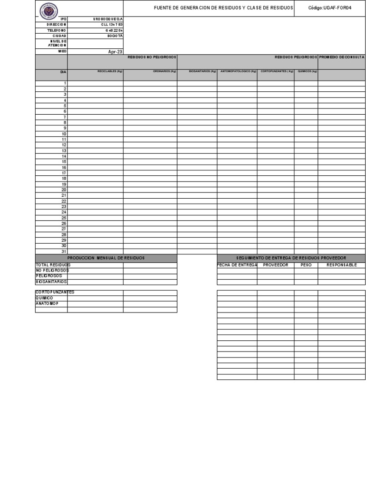 Ugaf-For04 Formato RH1 | PDF