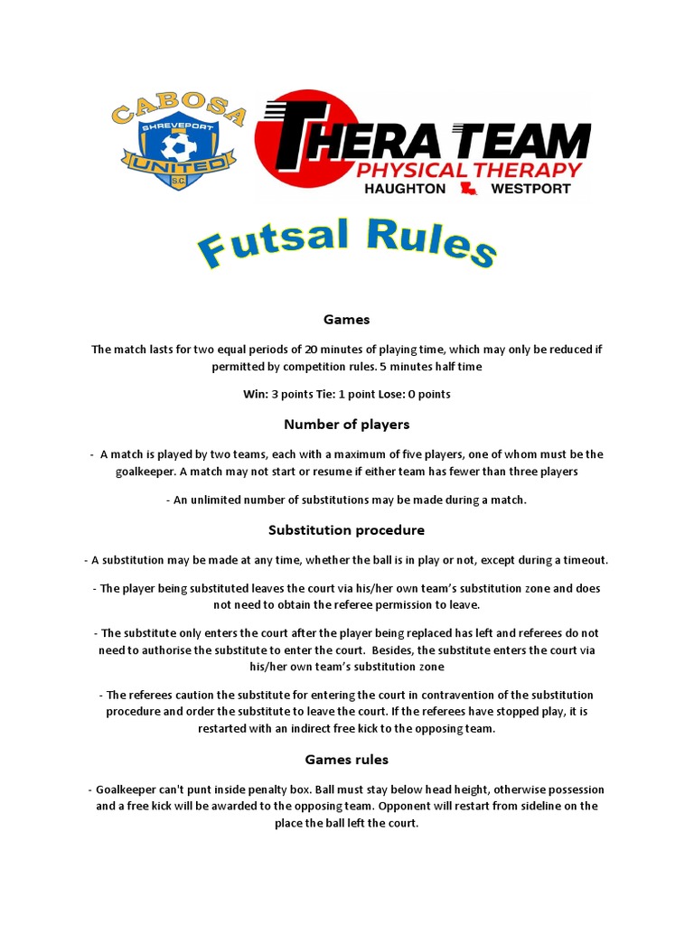 Futsal Rules | Download Free PDF | Football Codes | Sports