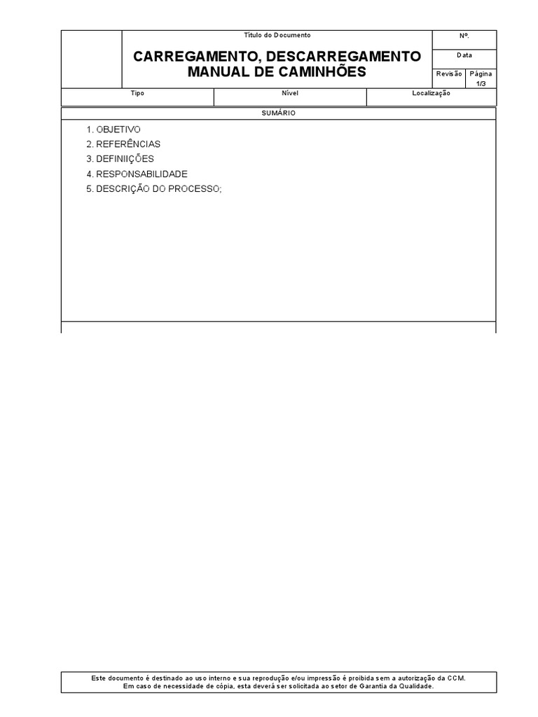 Manual de Carregamento e Descarregamento | PDF