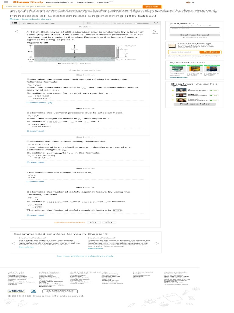 Solved A 10-M-Thick Layer of Stiff Saturated Clay Is Underlain... | PDF