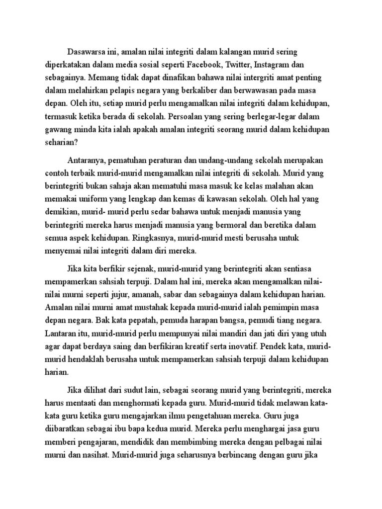 Memupuk Integriti dalam Kalangan Murid | PDF | Karier & Perkembangan
