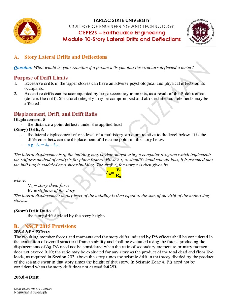 Story Drift Analysis and Limits | PDF | Mechanical Engineering ...