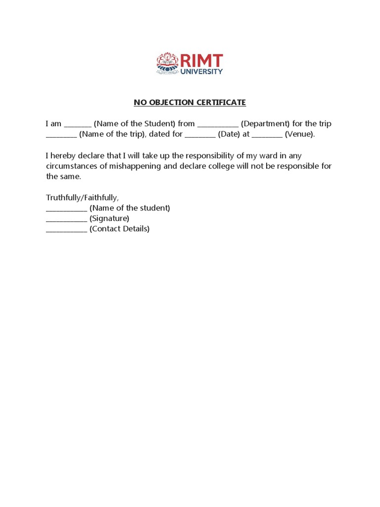 No Objection Certificate | PDF