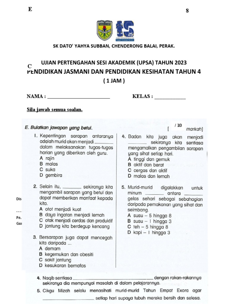 Upsa Tahun 4 Ogos2023 | PDF