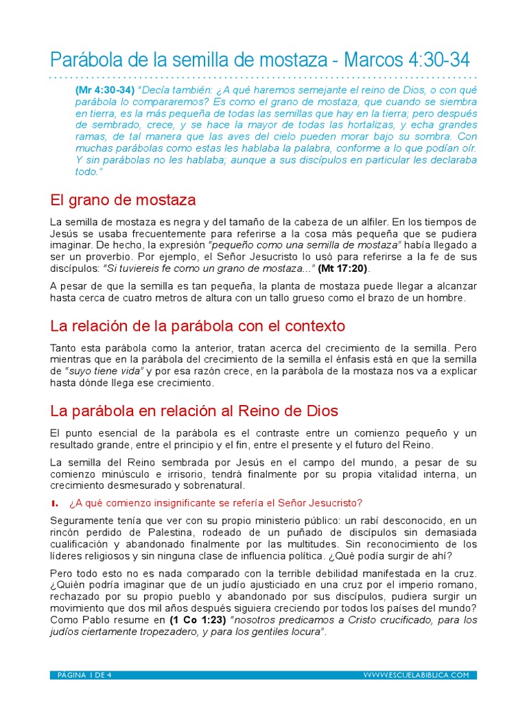 Parabola de La Semilla de Mostaza | PDF | Jesús | Parábolas de Jesús