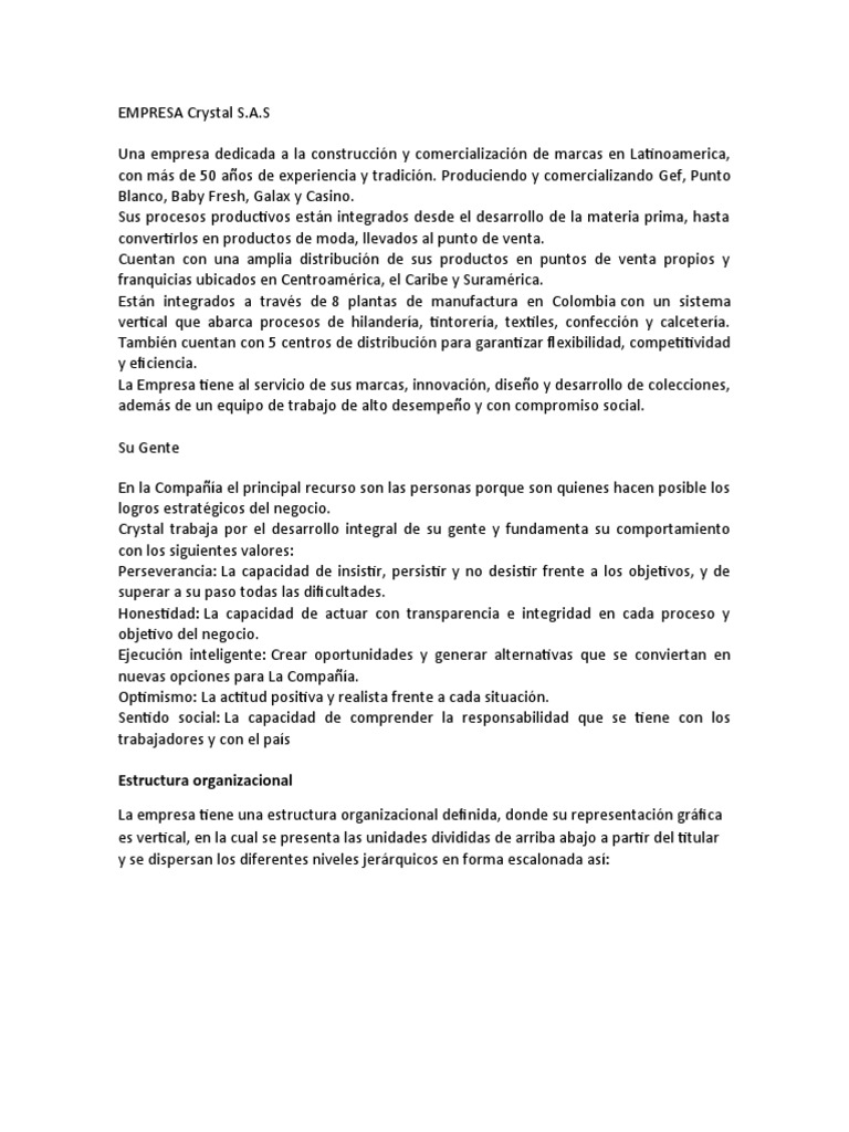 Organigrama Crystal | PDF