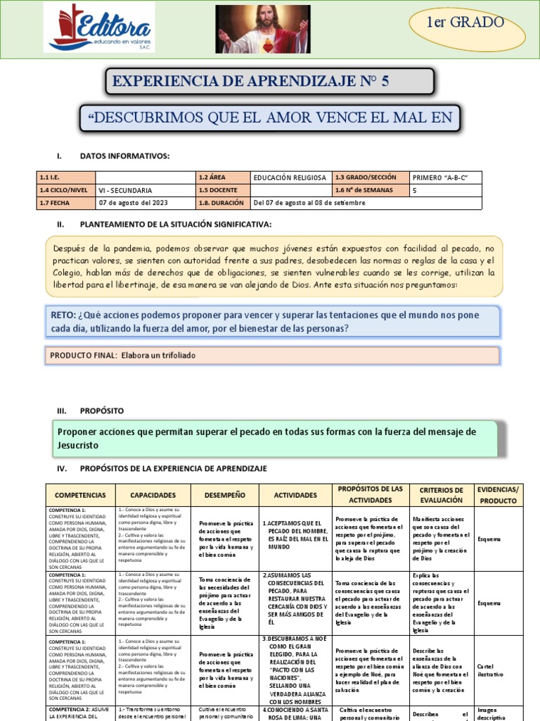 2023-Experiencia de Aprendizaje #5-Primero | PDF