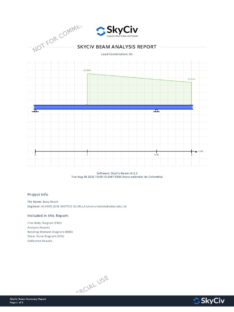 SkyCiv Beam Summary Report - OaHRUVYI4AbX27CKBrrGAt1XkchA9GvO | PDF