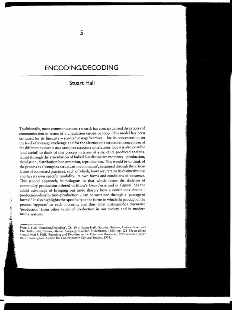 Hall - Decoding, Encoding | PDF | Code | Discourse