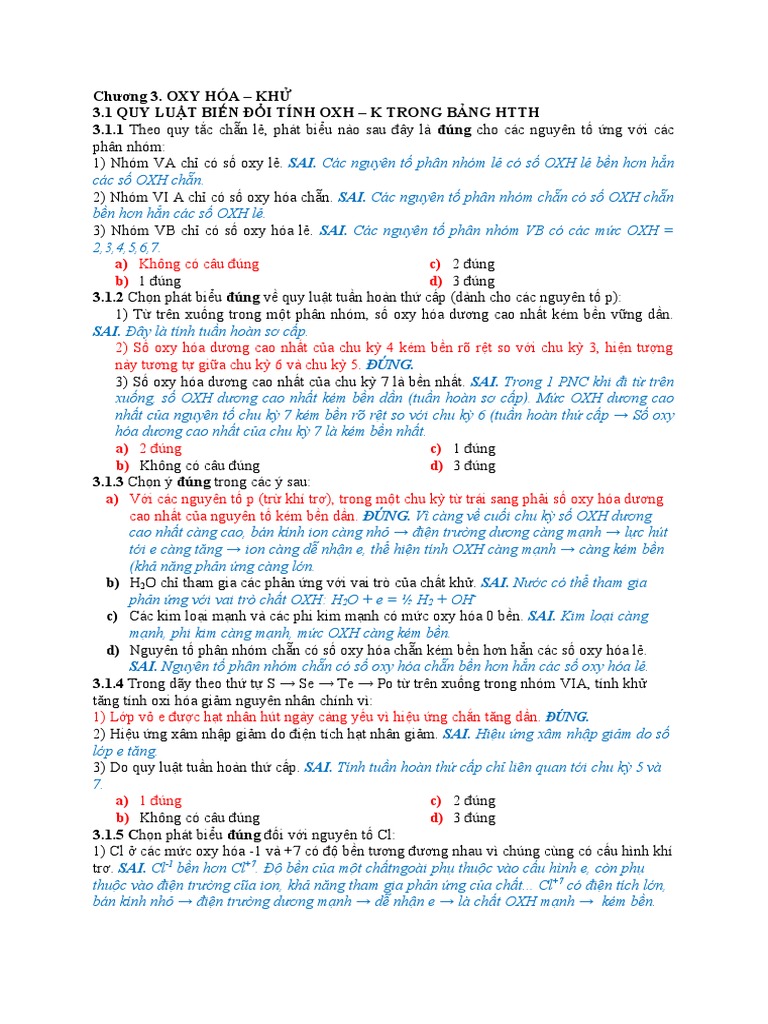 Chương 3. Hướng dẫn giải BTTN OXH-K | PDF