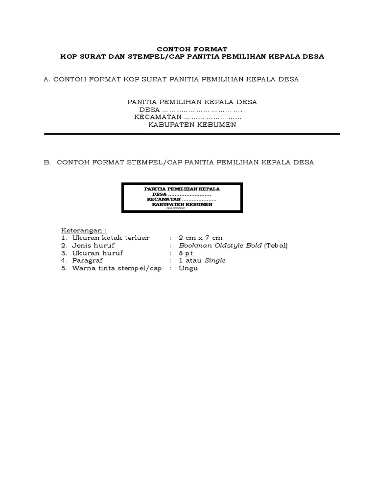 5.kop Surat Dan Stempel Panitia Pilkades | PDF