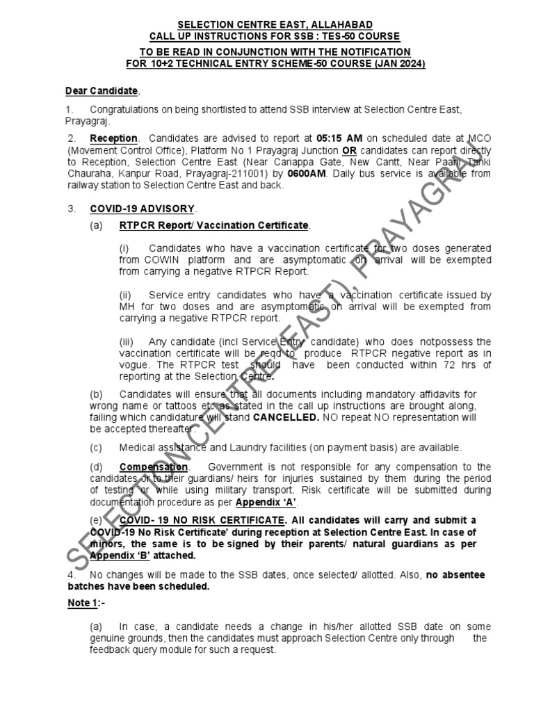 SSB TES-50 Call Up Instructions | PDF | Technology & Engineering