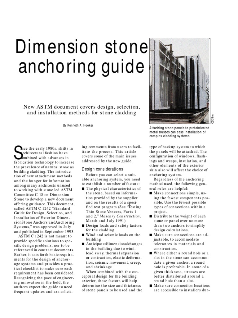 ASTM C1242: Stone Anchor Systems Guide | PDF | Anchor | Masonry