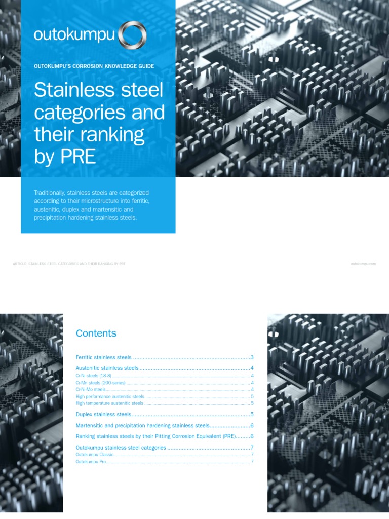Stainless Steel Types and Corrosion Ranking | PDF | Stainless Steel | Steel