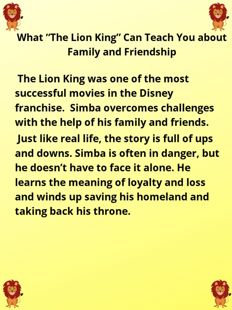 Lion King Lessons on Family and Friendship | PDF | Wellness | Lifestyle