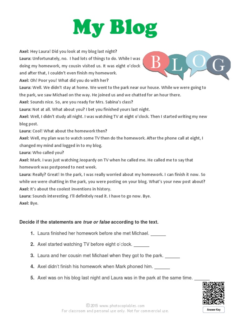 Past Cont Vs Past Simple - Reading - 0 | PDF