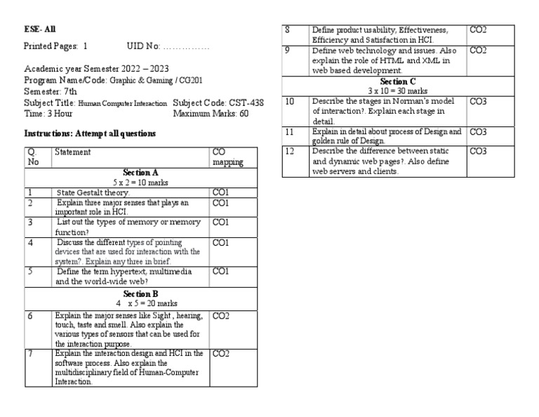 Set B - CST-438 Human Computer Interaction | PDF | Human–Computer ...