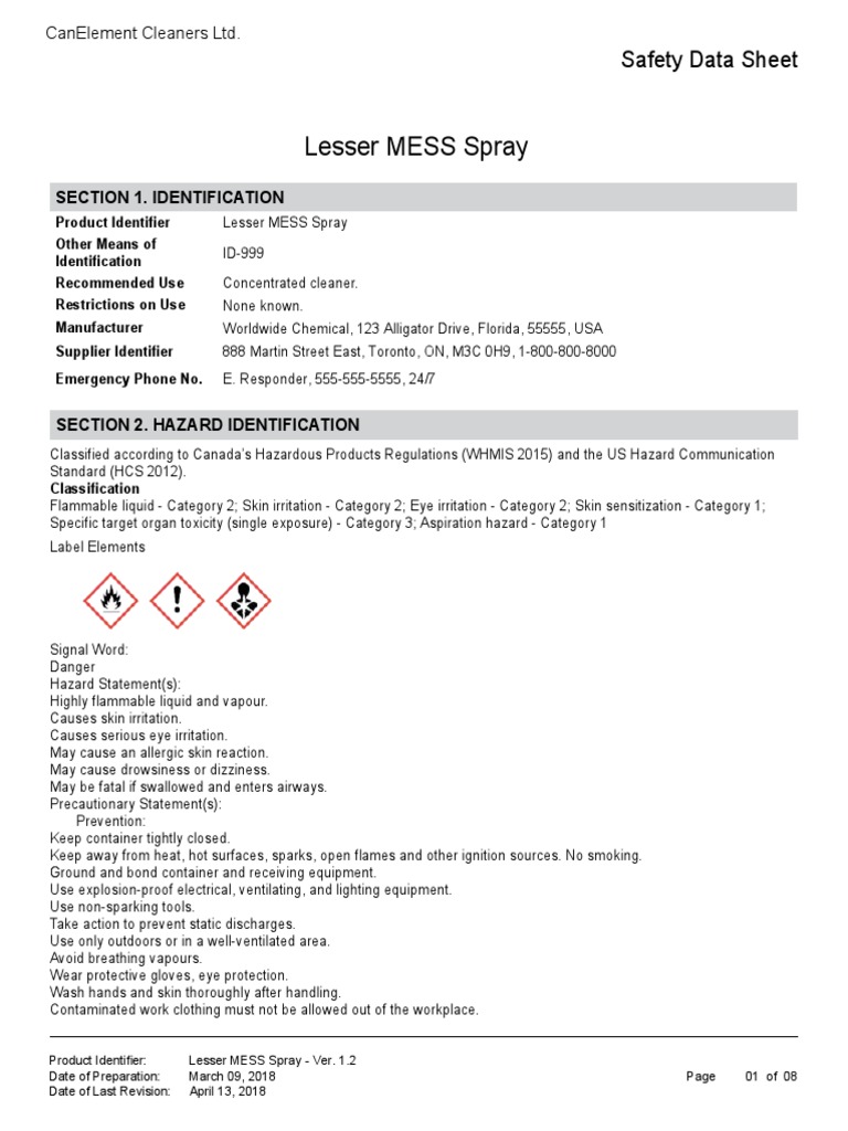 SDS Sample | PDF | Personal Protective Equipment | Firefighter