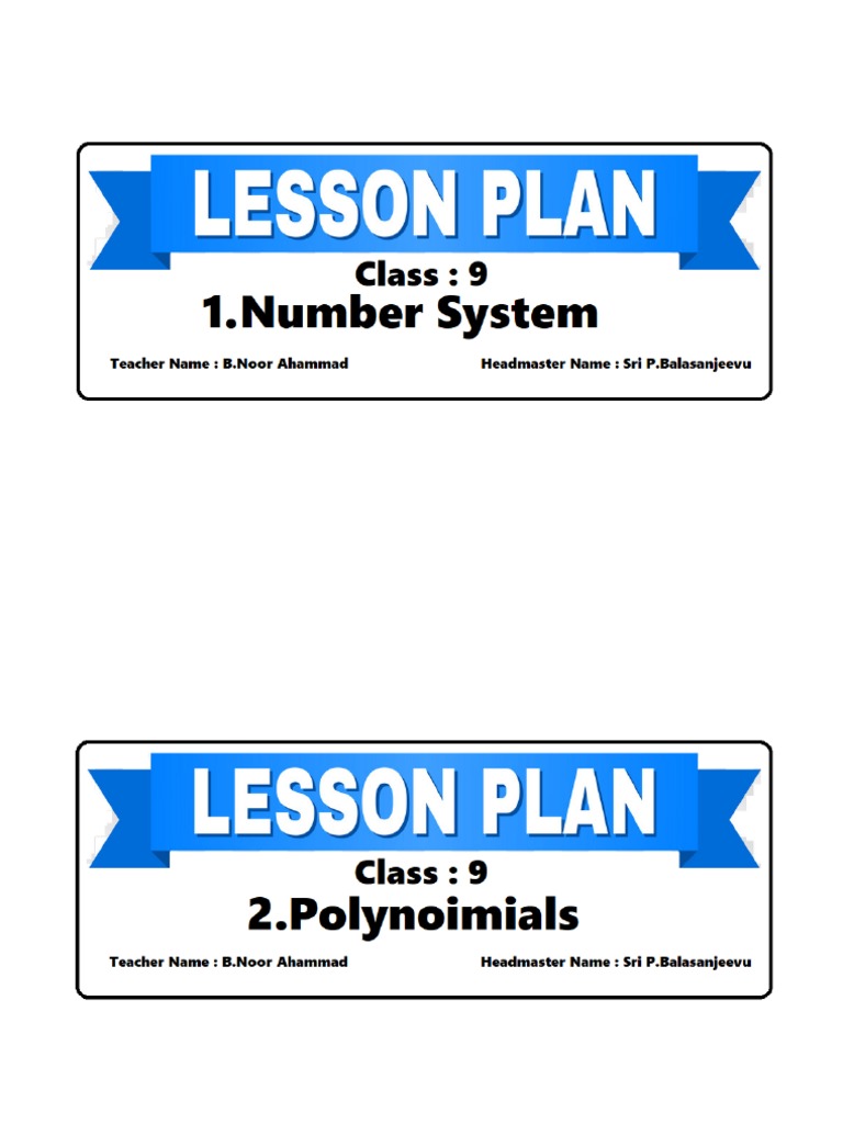 Lesson Plans Front Page | PDF