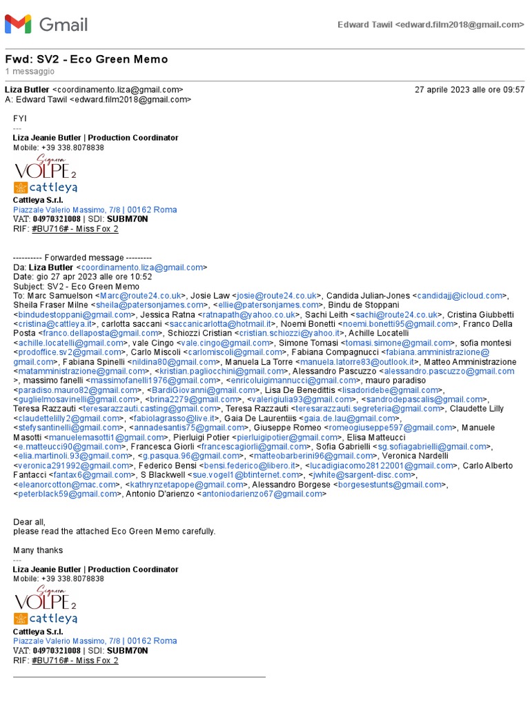 Will Everyone On The Production (I.e. HOD's, Crew) Be Sent A 'Green ...