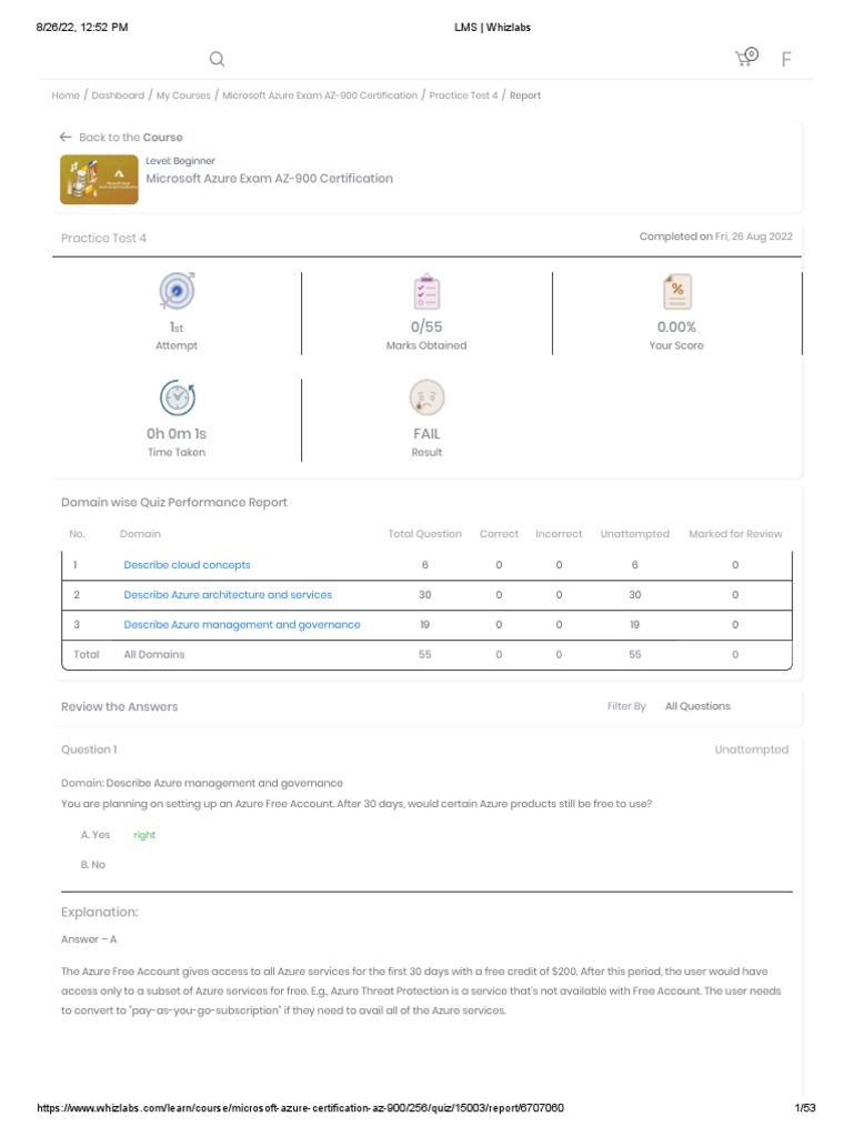 Microsoft Azure AZ-900 Practice Test 4 | PDF