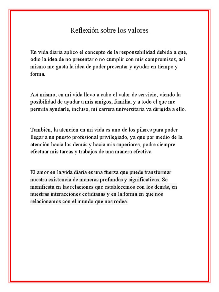 Reflexión Sobre Los Valores | PDF