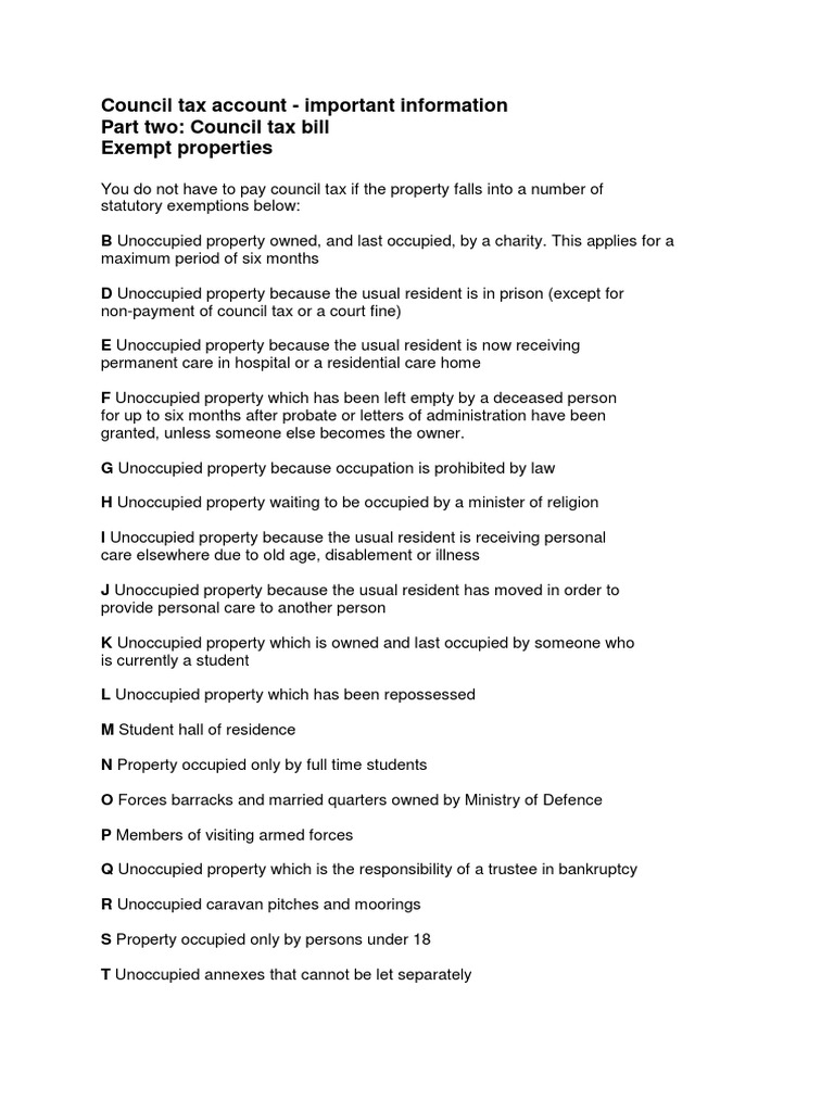 Council Tax Exemptions and Discounts | PDF | Taxes | Government Finances
