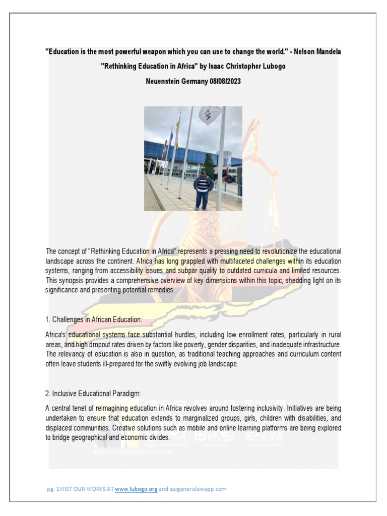 Rethinking Education in Africa by Isaac Christopher Lubogo TR | PDF | Teacher Education | Teachers