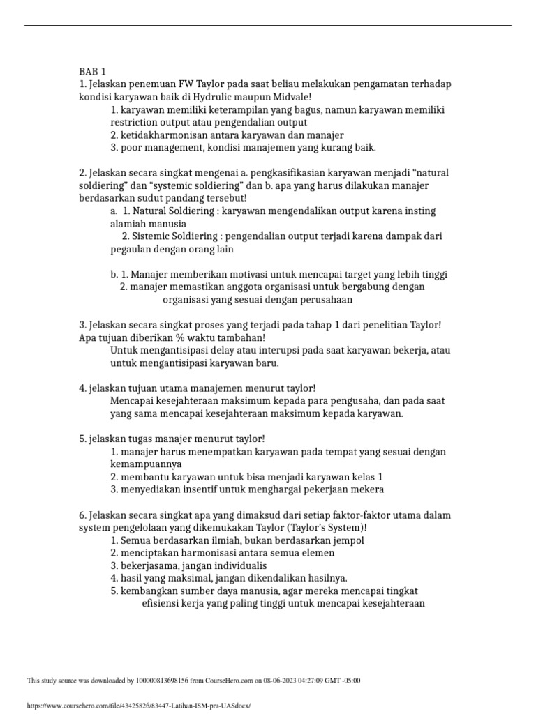 Latihan ISM Pra UAS | PDF