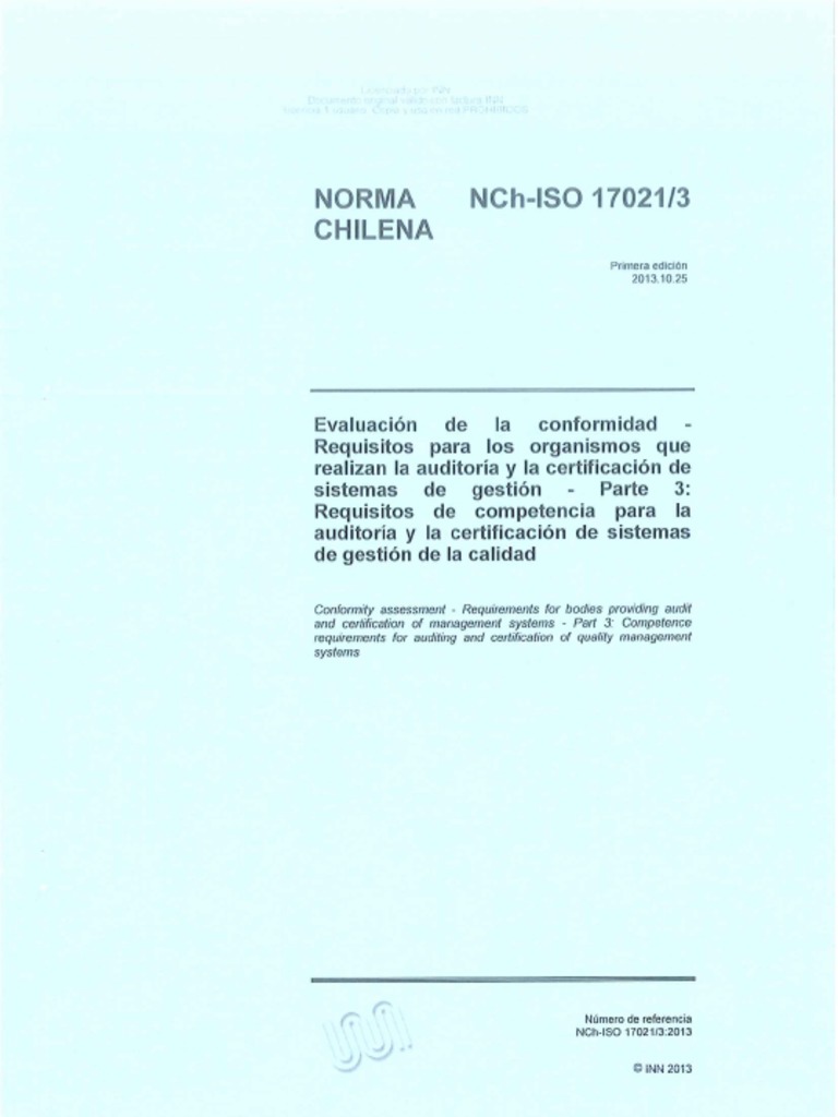 NCH Iso 17021 Parte 3 | PDF