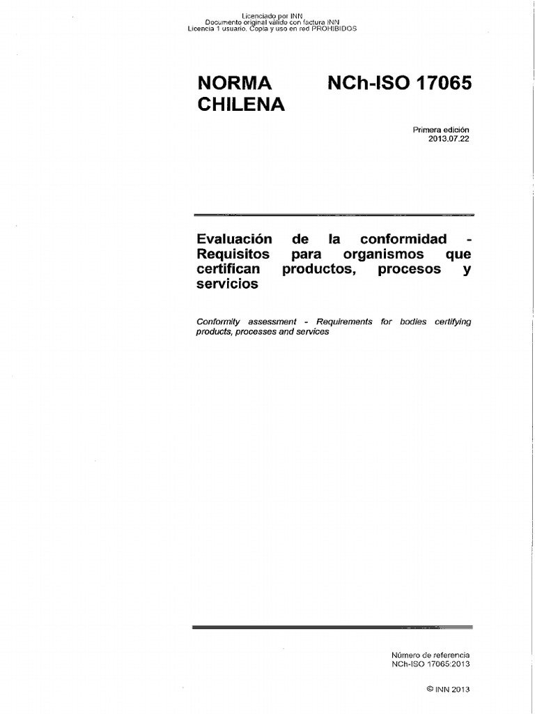 NCH ISO 17065 2013 | PDF