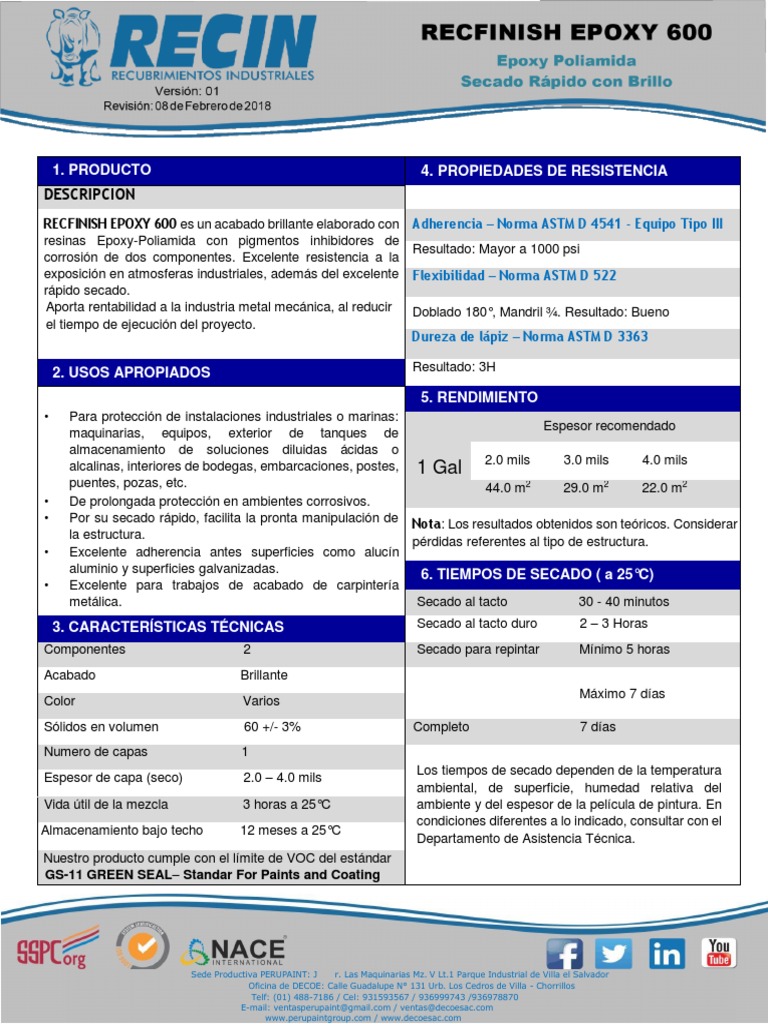 Recfinish Epoxy 600 | PDF