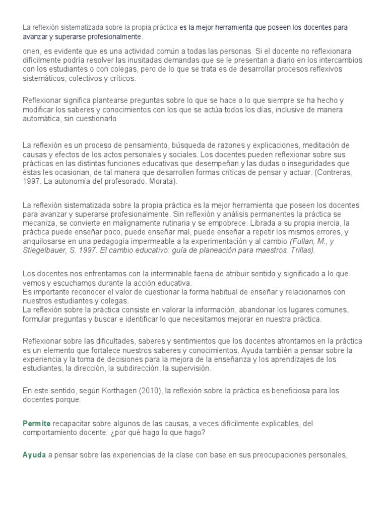 Reflexión de La Practica Docente | PDF | Enseñando | Maestros