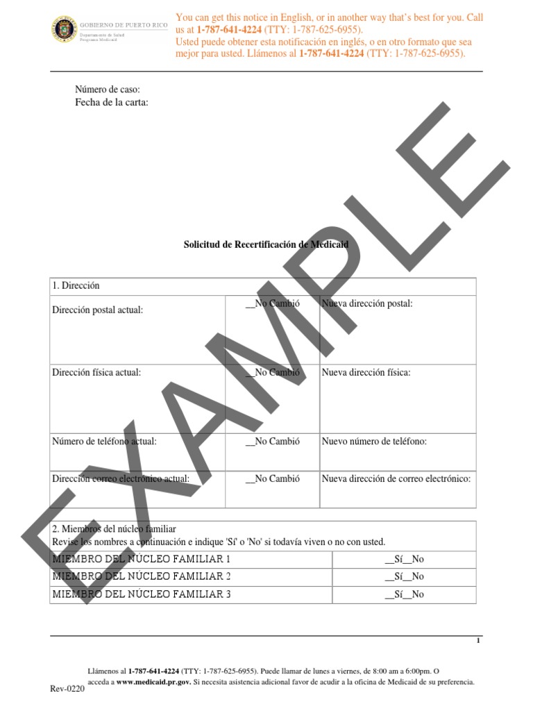 Ejemplo de Formulario de Recertifirecertificacion de Medicaidcacion de ...