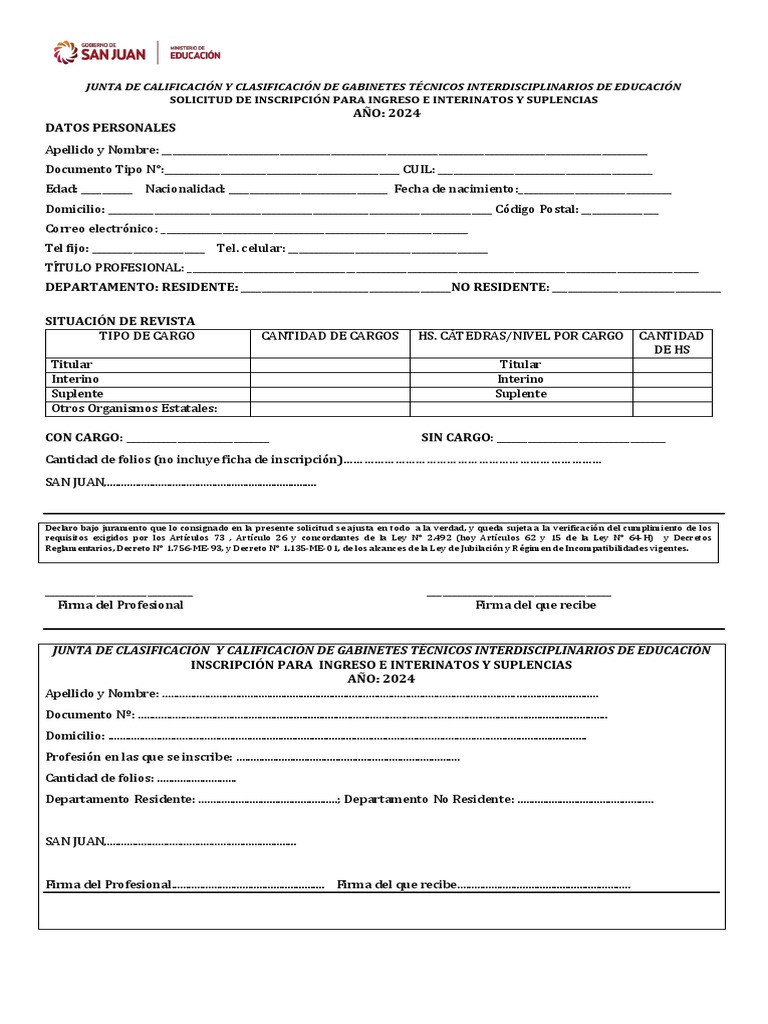 Ficha Inscripcion 2024 | PDF | Gobierno