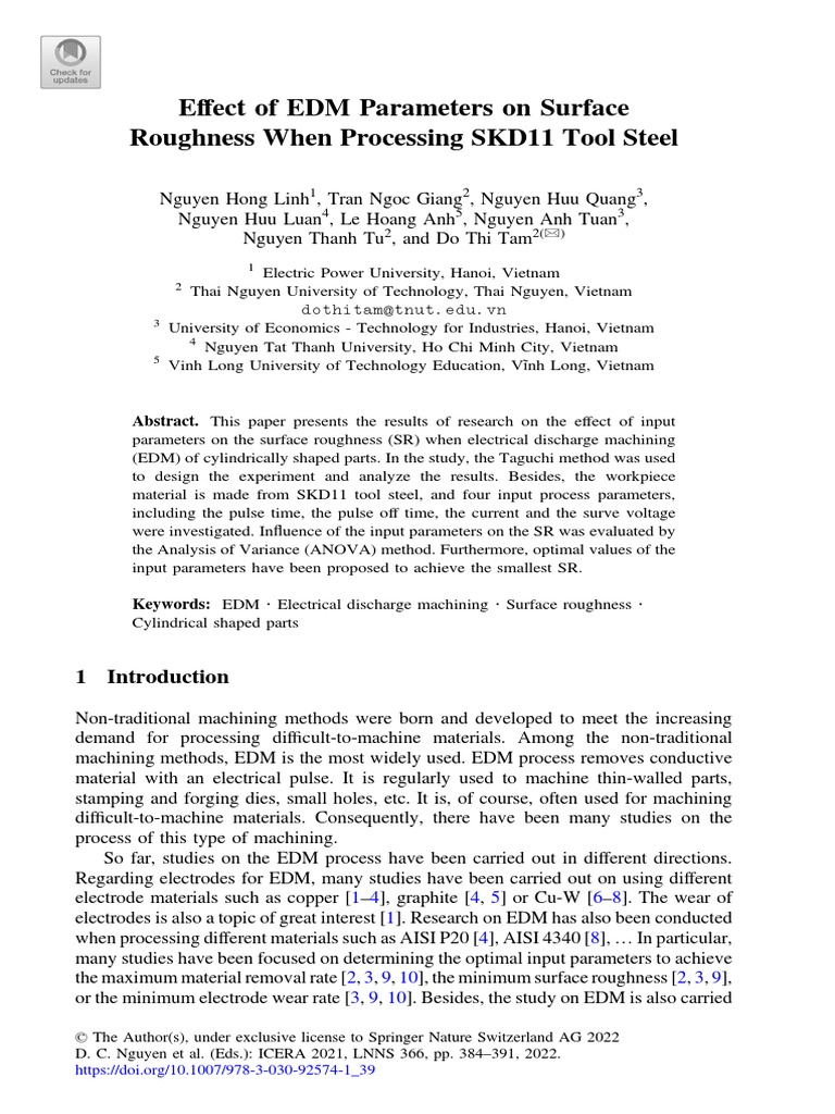 Effect of EDM Parameters On Surface Roughness When Processing SKD11 ...