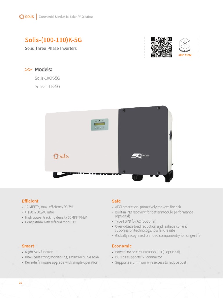 Datasheet Solis - (100-110) K-5G GBR V2.1 2022 10 | PDF | Photovoltaic System | Power Engineering