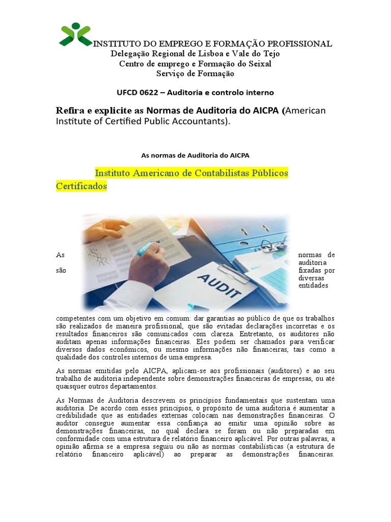 UFCD 0622 - Normas e Tipos de Auditoria | PDF