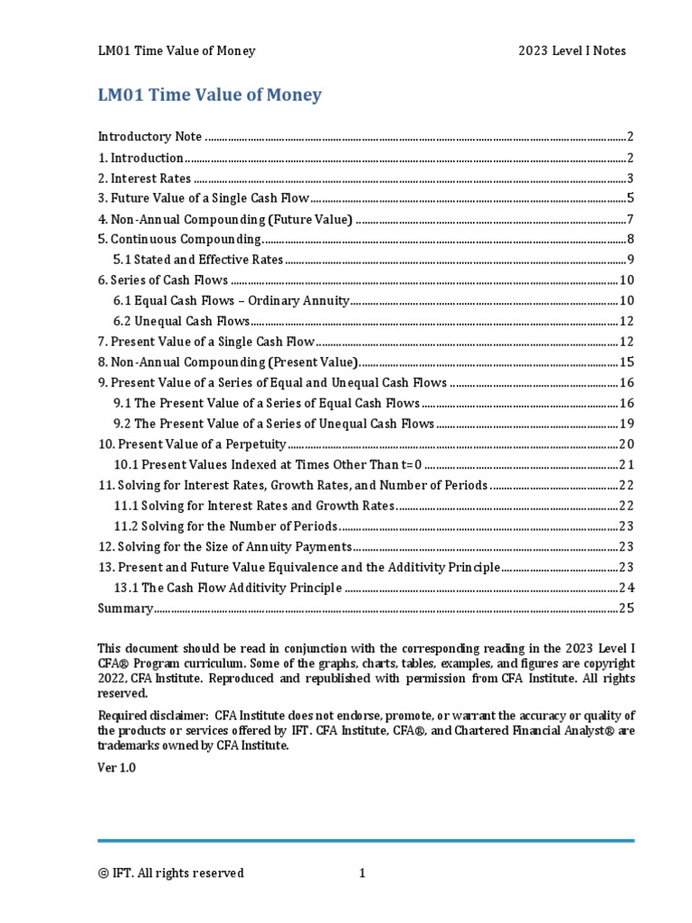 LM01 Time Value of Money IFT Notes | PDF | Time Value Of Money ...