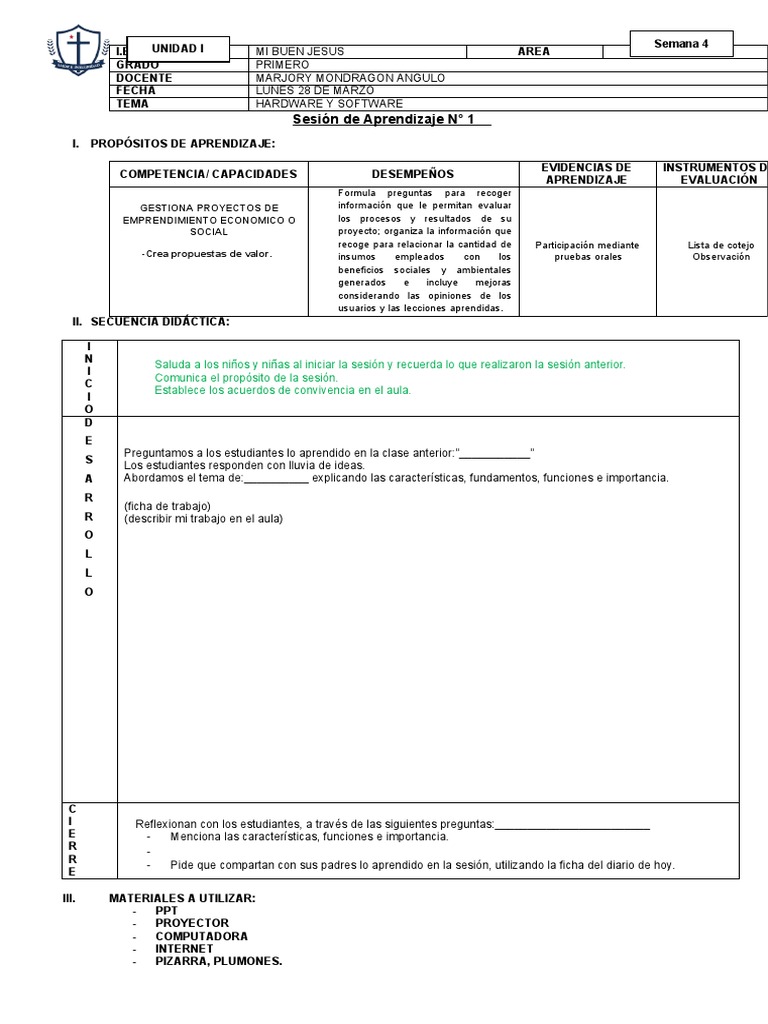 Modelo Sesion Ept | Descargar gratis PDF | Evaluación | Maestros