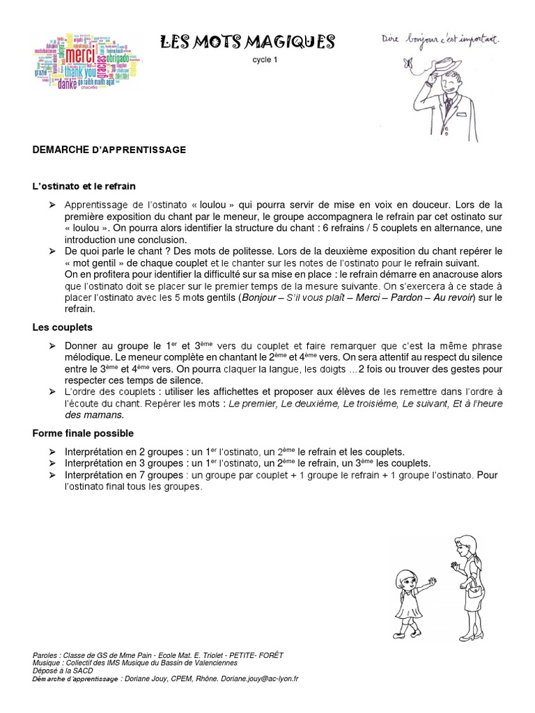 Les 5 mots magiques en chanson | PDF
