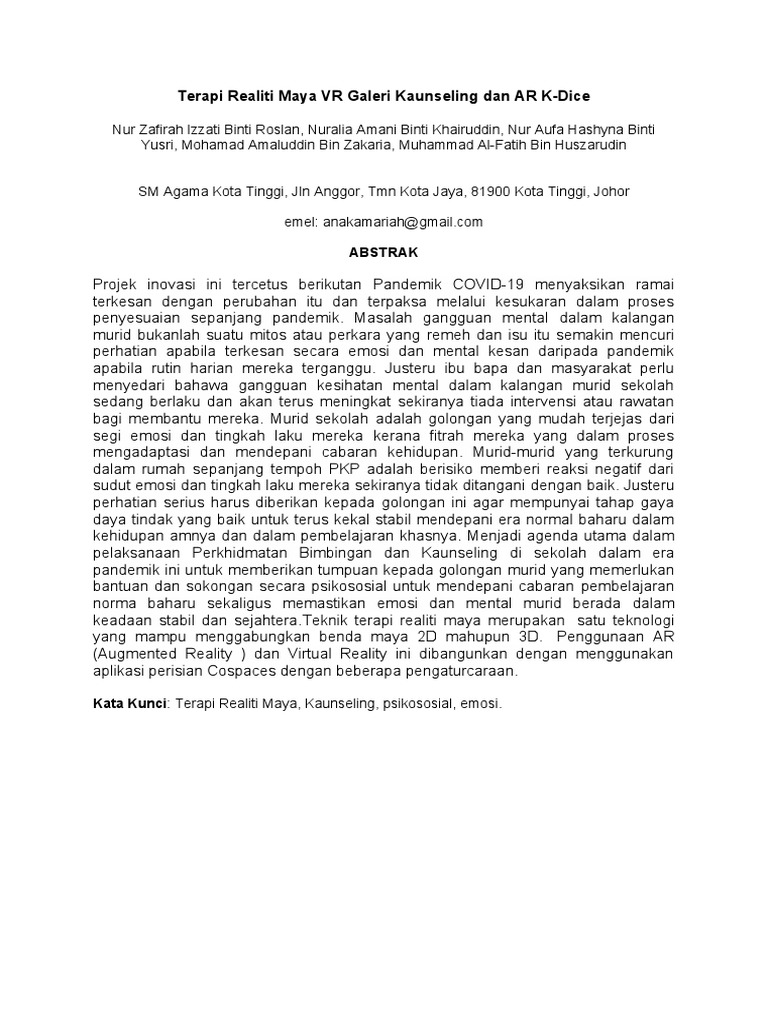 Abstrak WYSII (inovasi Kaunseling) | PDF