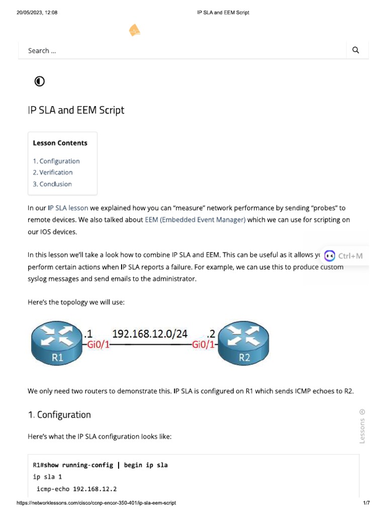 IP SLA and EEM Script | PDF