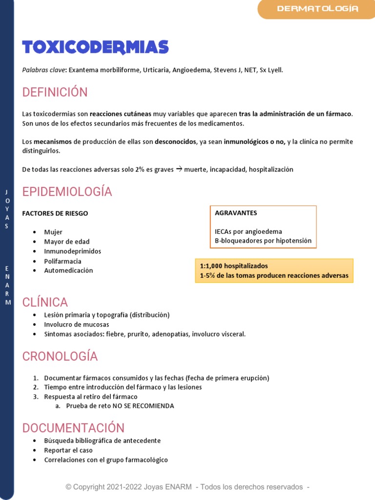 Toxicodermias (Exantema Morbiliforme, Urticaria, Stevens Johnson y ...