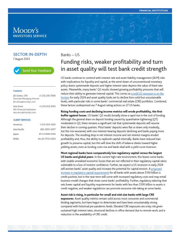 Moody's On US Bank Risks | PDF | Banks | Interest Rates