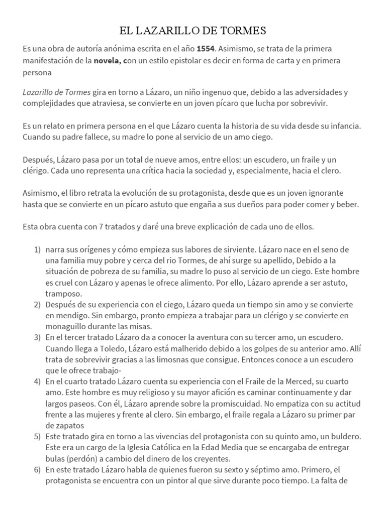 El Lazarillo de Tormes | PDF