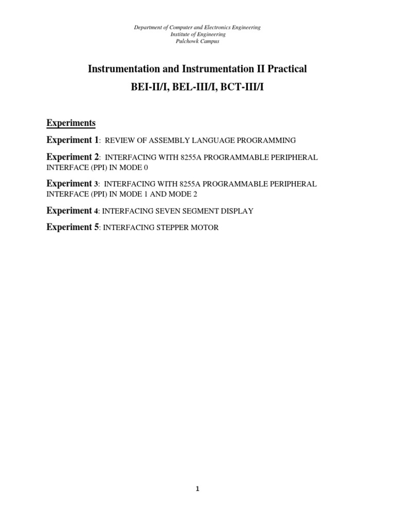 IOE Instrumentation Lab Manual | PDF | Electric Motor | Computer Engineering