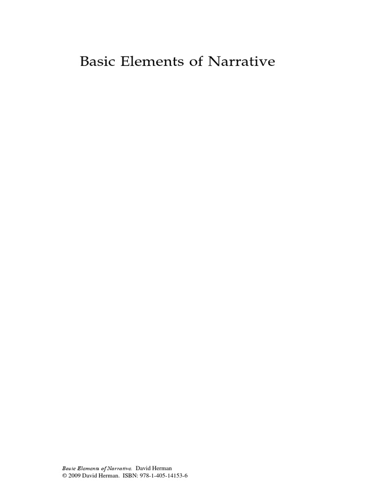 Basic Elements of Narrative - 2009 - Herman - Front Matter | PDF